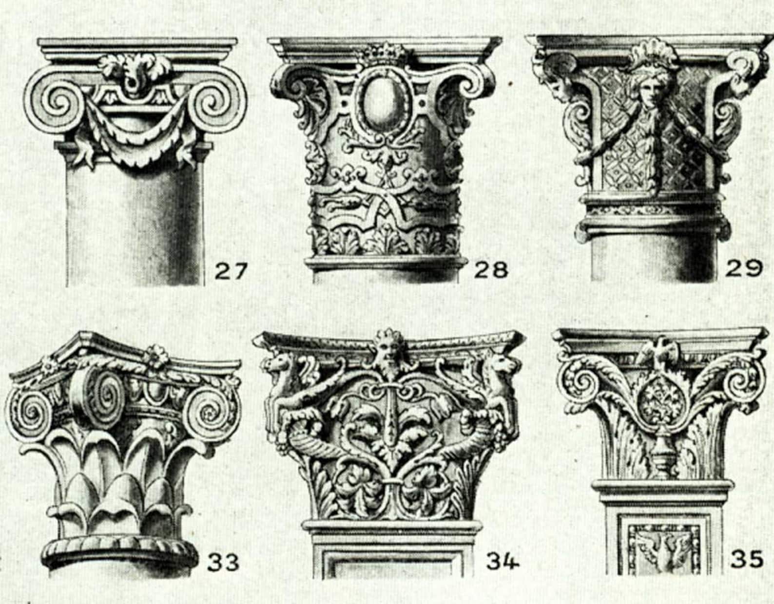 1933 Antique Chapiter Forms Print. Capital Column Pilaster - Etsy
