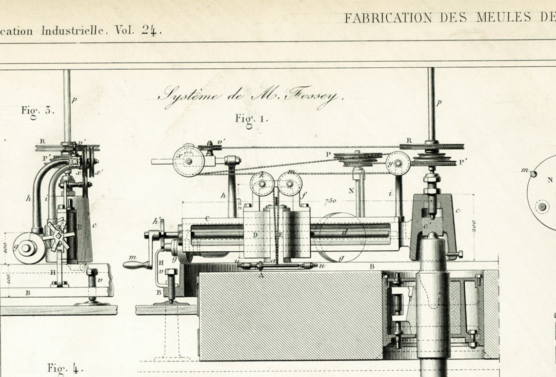 1857 Millstone Steam Engine Machinery Antique Traditional Oil Mill ...