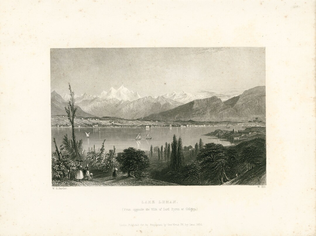 1836 City of Geneva Original Antique Lake Geneva Print Mid 19th Century ...
