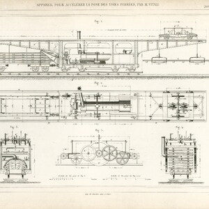 1872 Railway Engines Antique Poster - Classic Steam Train Print ...