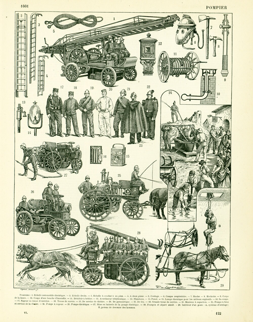 1897 Firemen Antique Print Fire Engine Fire House | Etsy
