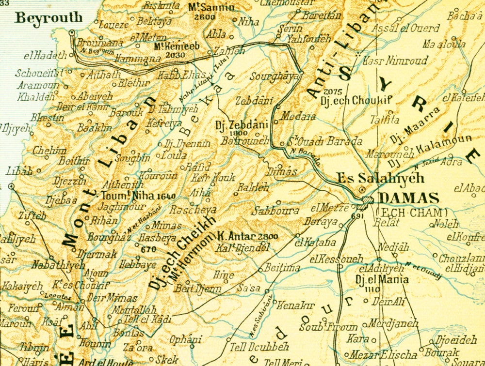 1897 Antique Map of Palestine Jerusalem Israel Holy Land | Etsy