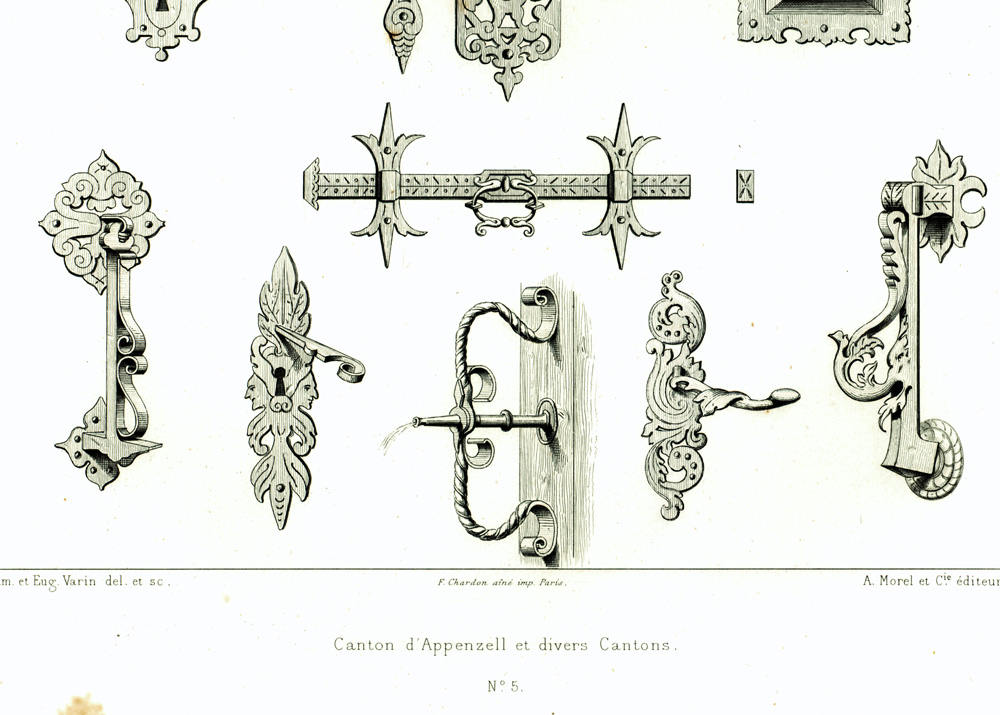 1861 Antique Furniture Lock Key Engraving Swiss Chalet Style - Etsy