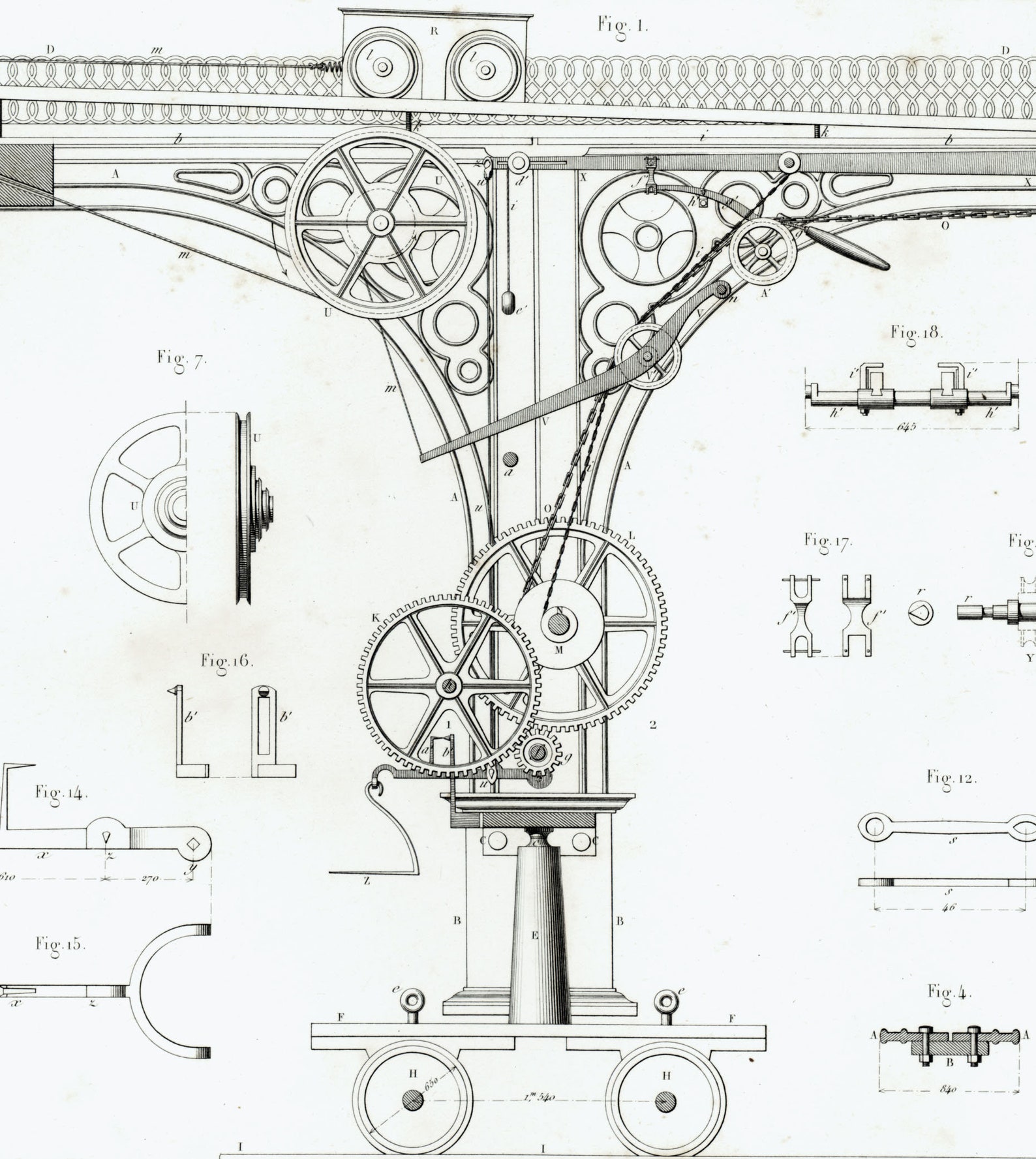 1845 Antique Construction Patent Print. Crane Patent Wall Art. - Etsy