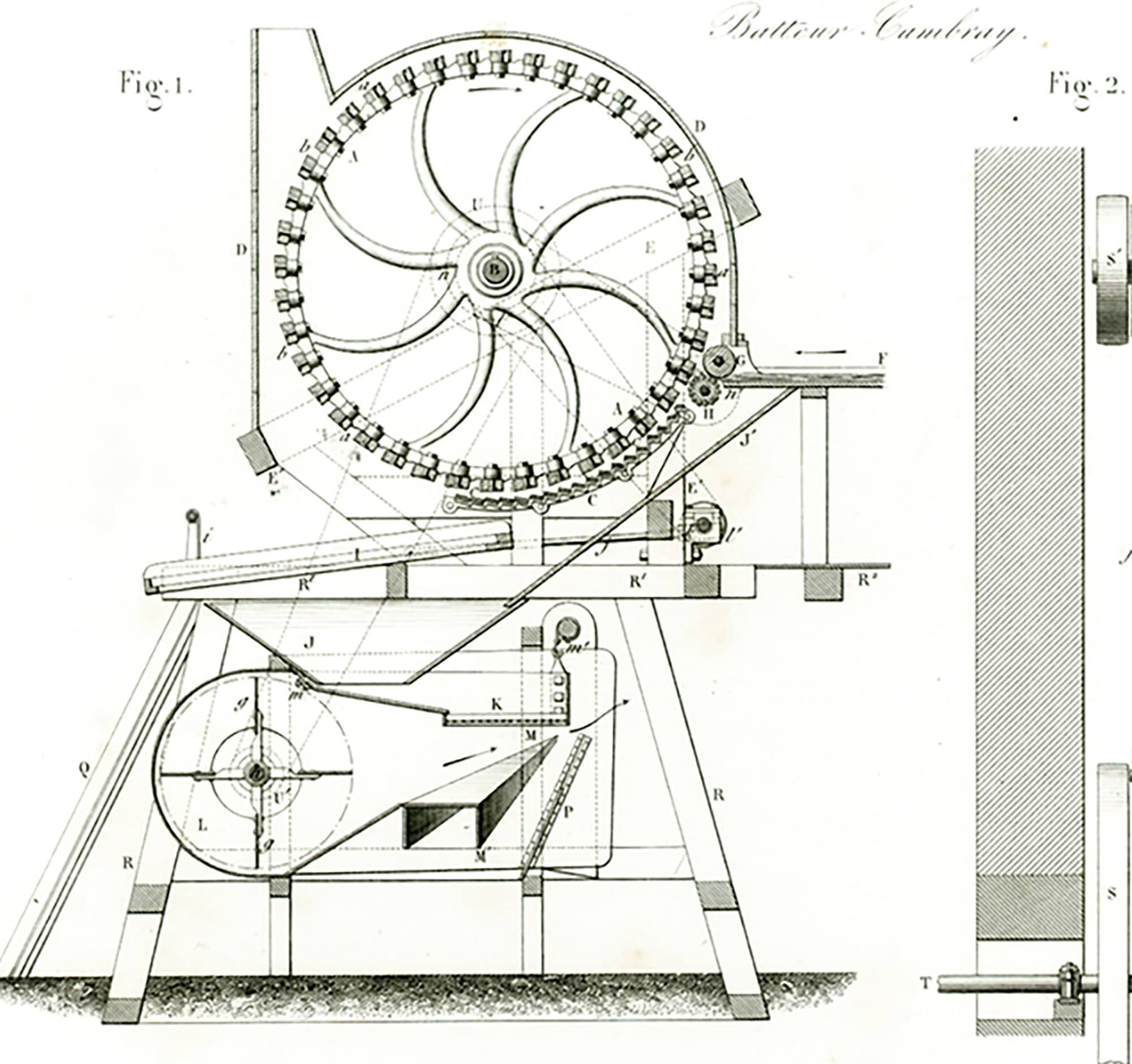 1843 Threshing machine Thresher Old Style Print Antique Farm Equipment ...