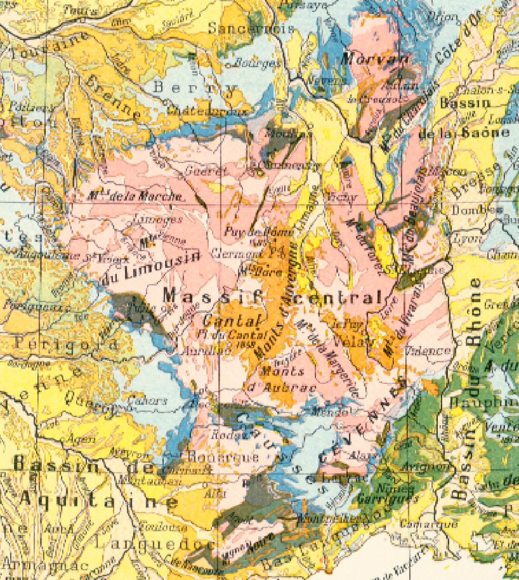 1922 France Map, Large Size Antique Print, Physical and Geological ...