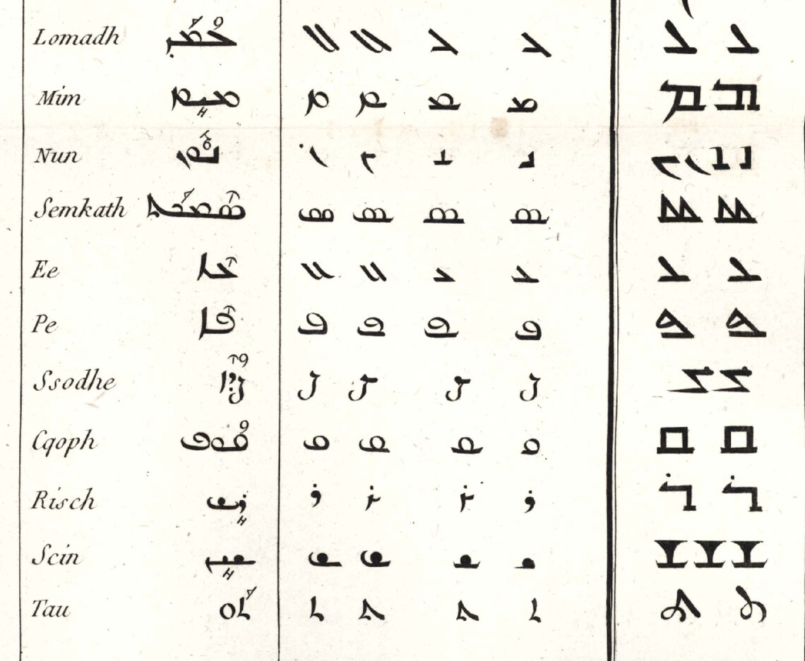 1745 Syriac Alphabets Language Antique Print From 18th Century - Etsy