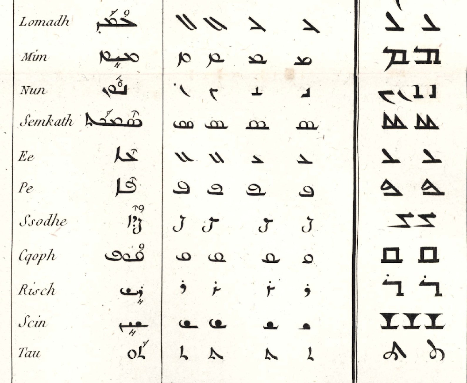 1745 Syriac Alphabets Language Antique Print From 18th Century ...