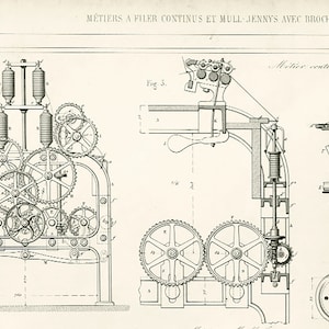 1855 Spinning Mule Patent Loom Print Manufacturing Machinery Factory ...