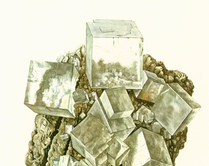 1970 Vintage Rock Salt Illustration. Halite. Antique Earth - Etsy