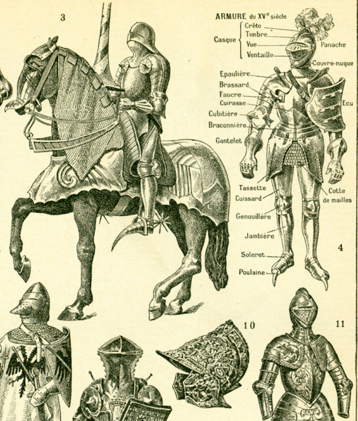1930 Armor Knight Costume Antique Print Larousse scrapbooking | Etsy