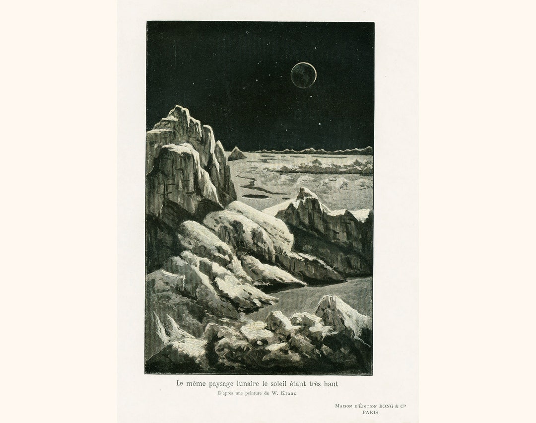 1908 Lunar Landscape. Antique Moon Map. Astronomy. Astronomical. Earth ...