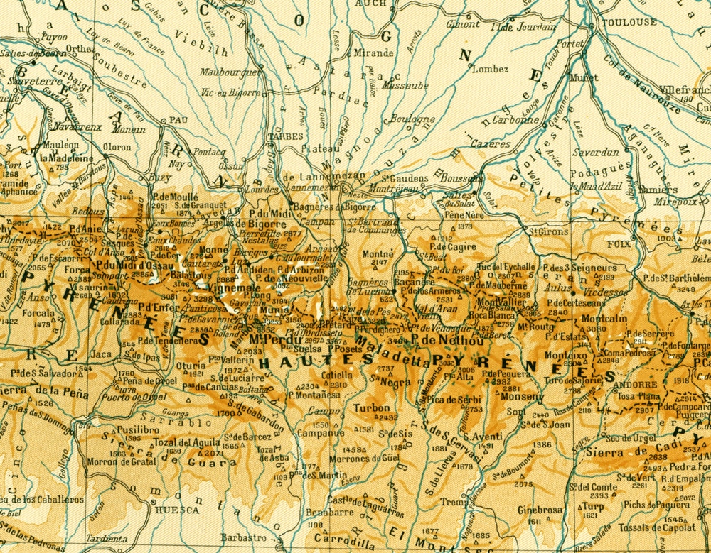 1897 Old Map of Pyrenees Pyrenees Map Antique Print Vintage - Etsy UK