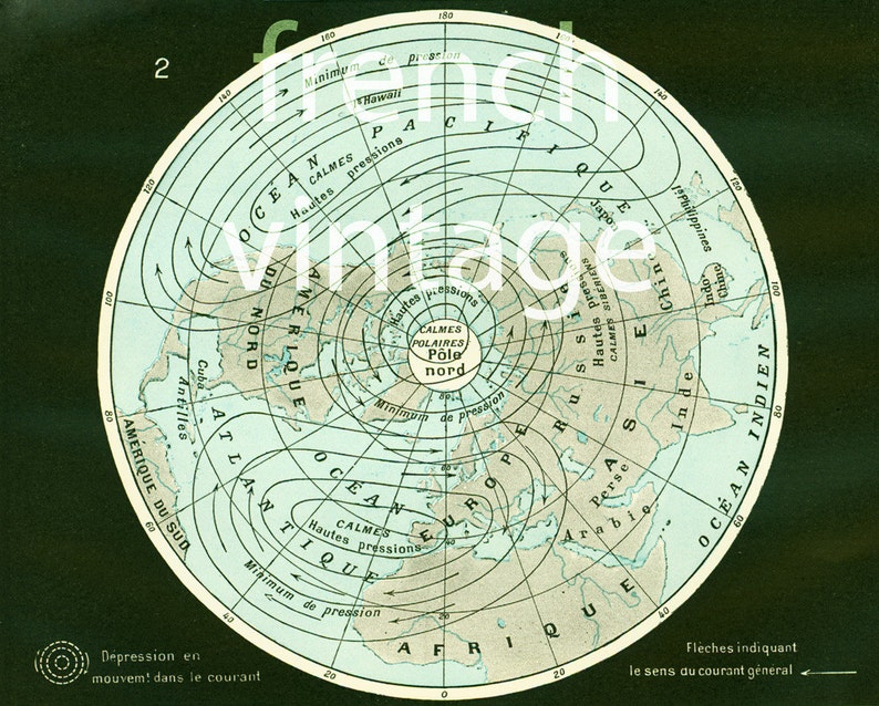 1897 Air Currents Atmospheric Pressure Azores Chart World Meteorology ...