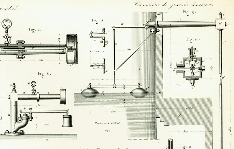 1875 Antique Hydraulic System Patent Print. Steam Pump Engine Original ...