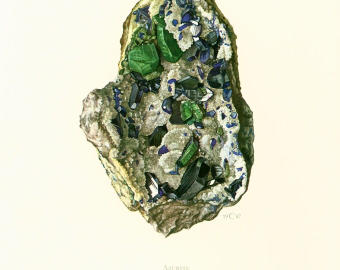1970 Vintage Azurite Print . Precious Stones Illustration. - Etsy