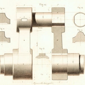 1853 Antique Crank Mechanism Machine Patent Print Engineering Gift 140 ...