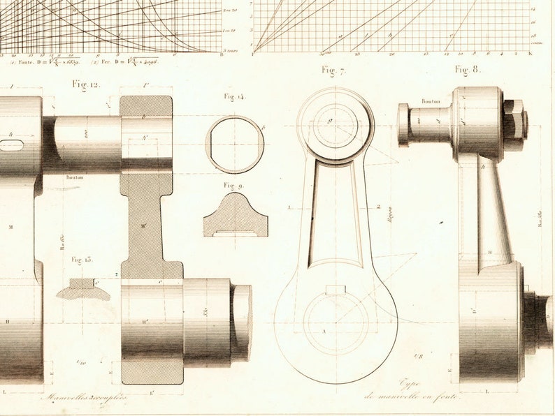 1853 Antique Crank Mechanism Machine Patent Print Engineering Gift 140 ...