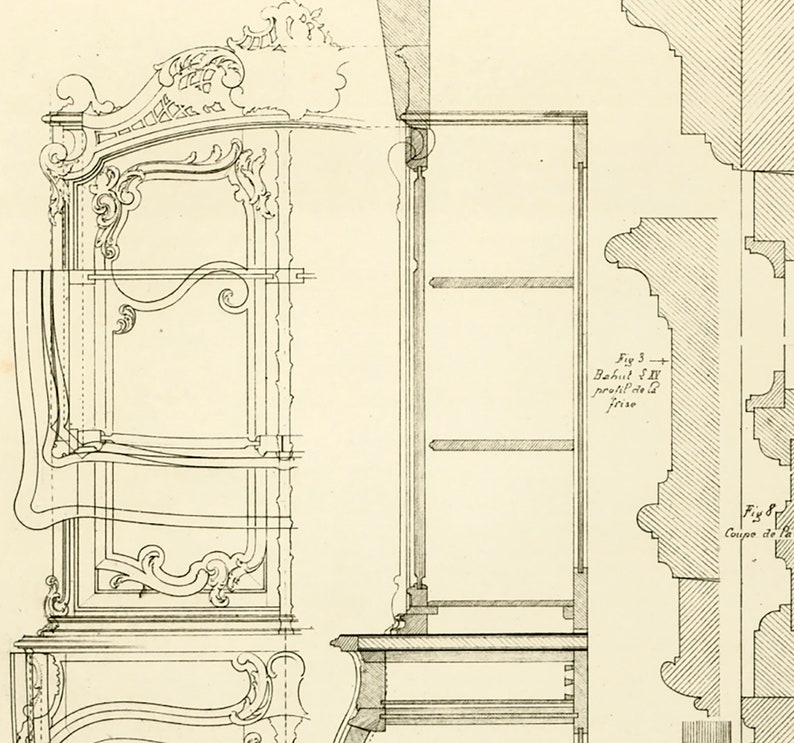 Antique Sideboard Louis XV Blueprints and Drawings for - Etsy