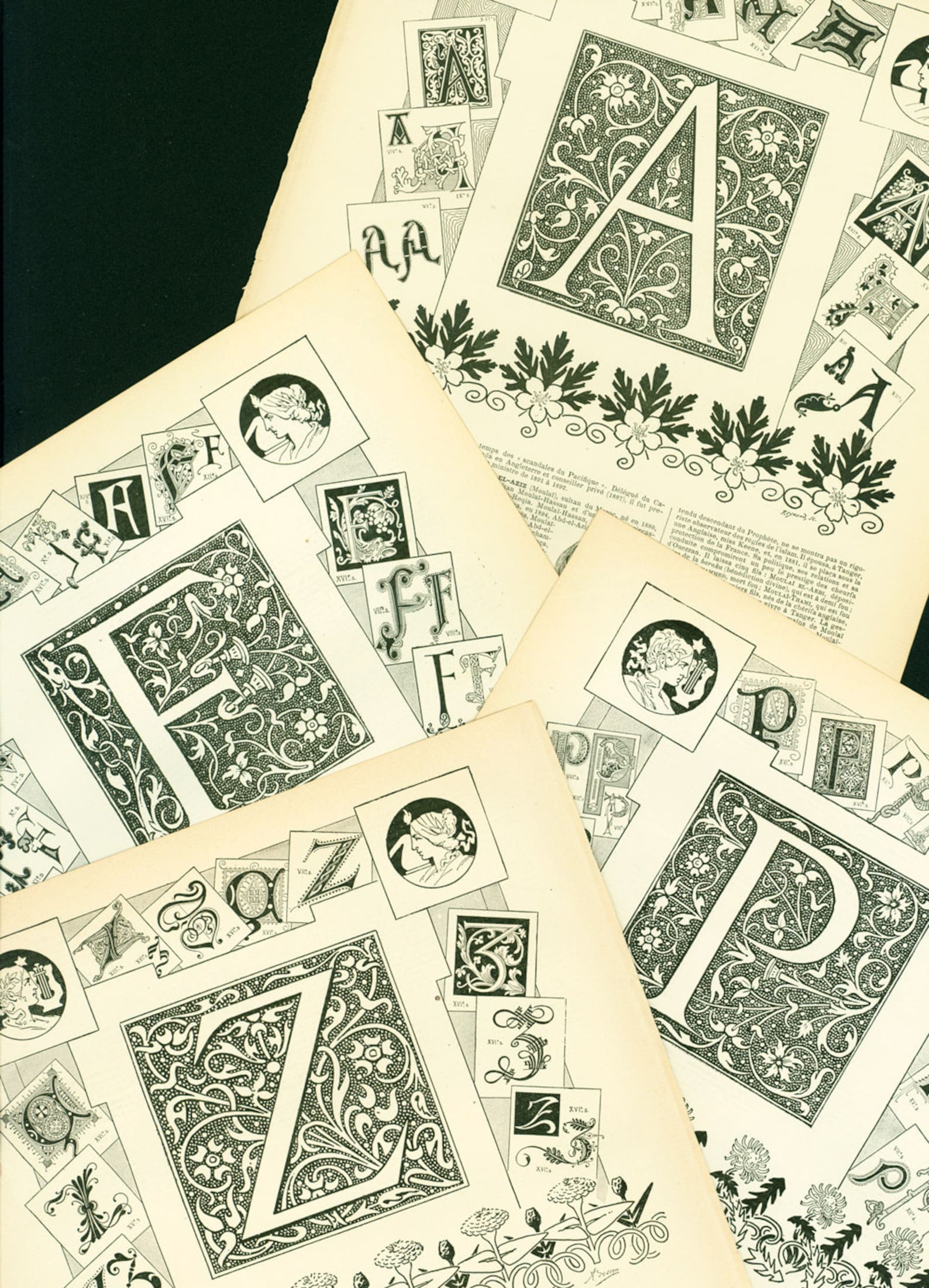 1897 Alphabet complet 26 Lettres. Ancienne Police de caractère ...