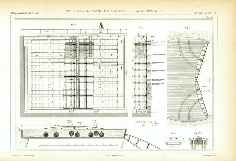 1888 Antique Lock Water Navigation Print. Waterways Hydraulics - Etsy