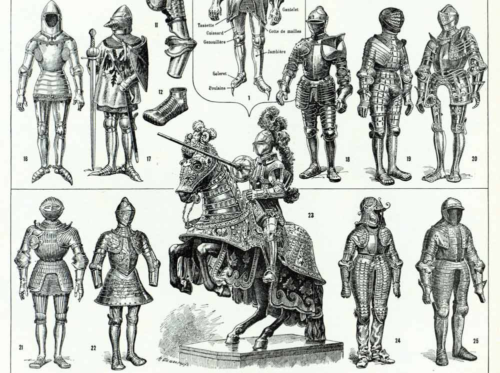 1933 Knight in armor Large size antique print Middle ages | Etsy