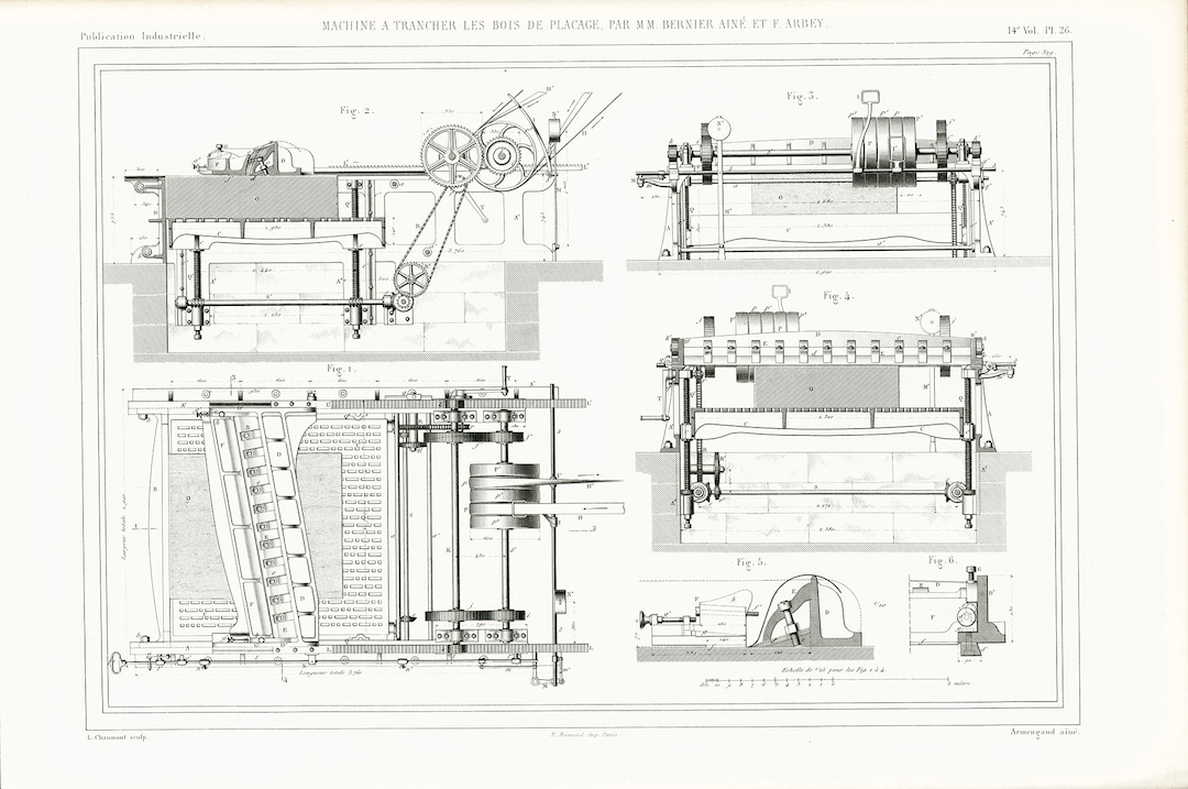 1843 Antique Slicing Machine Wood Veneer Patent Print Engineering Gift ...
