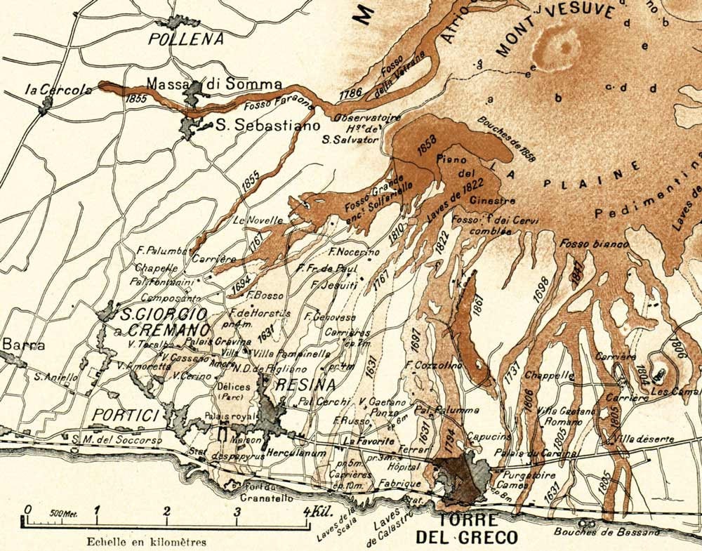 1908 Eruption Volcano Mount Vesuvius Antique Map Volcanology - Etsy