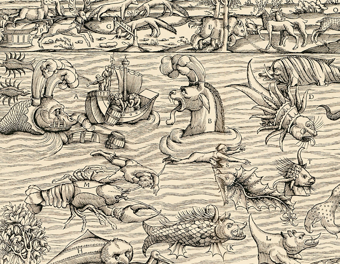 1908 Sea Monsters Large Antique Print Original Vintage - Etsy