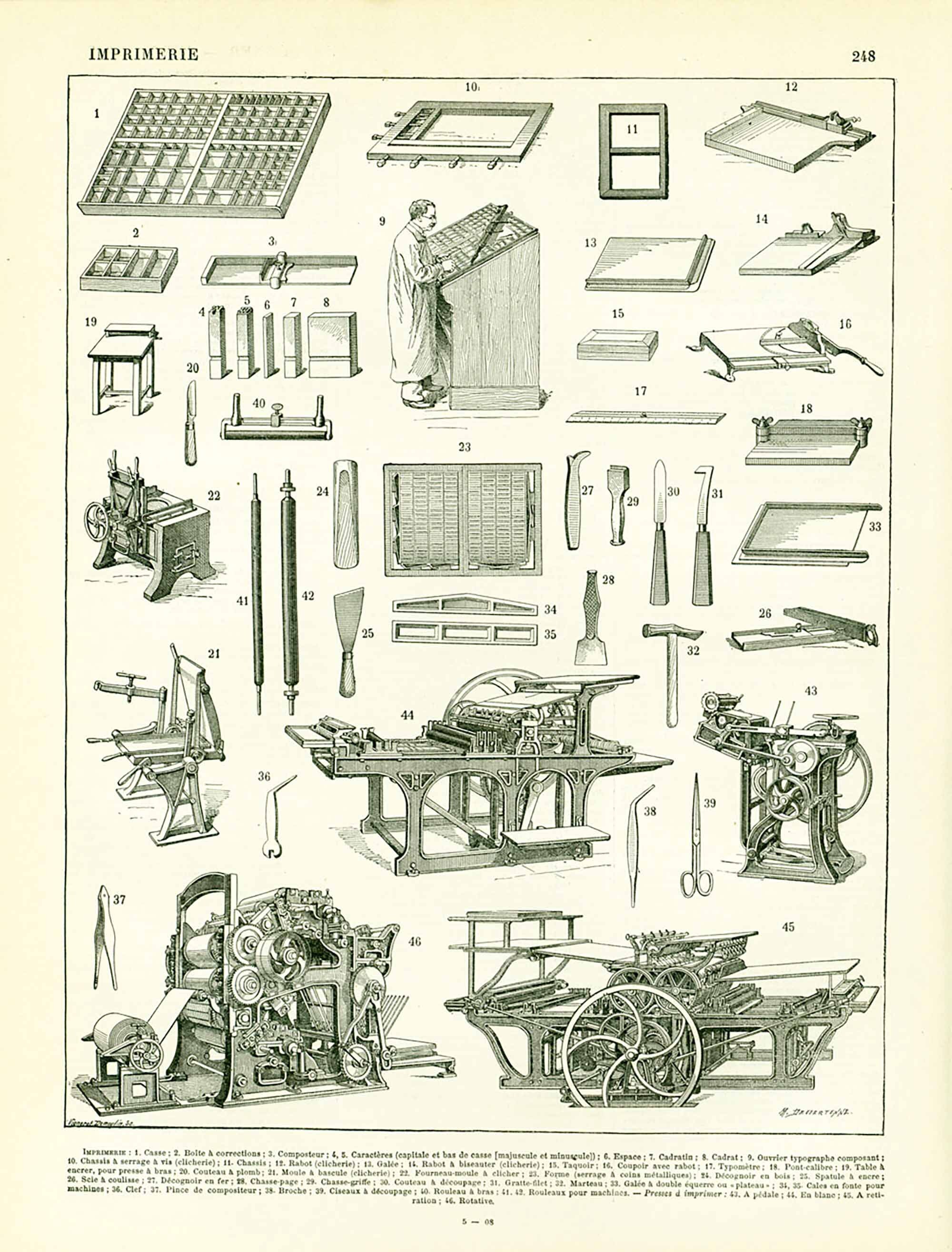 1897 History of Printing. Antique Large Size Illustration Original ...