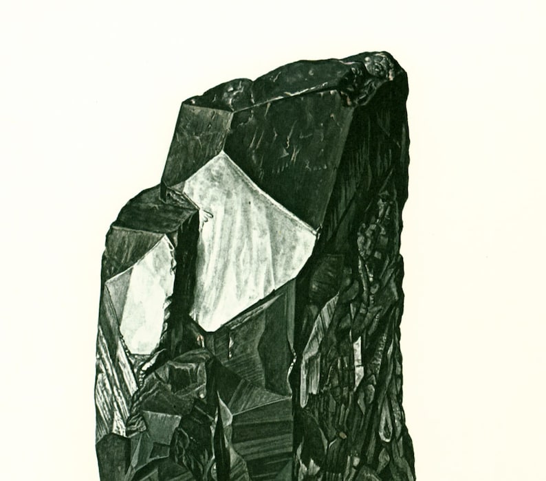 1970 Vintage Niobite Columbite Illustration. Antique Crystal Prints ...