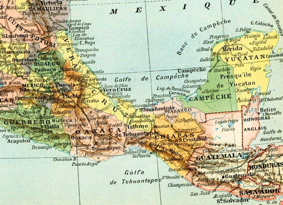 Mexicaanse Grenskaart Van Guatemala Route Door Mexico, Guatemala En