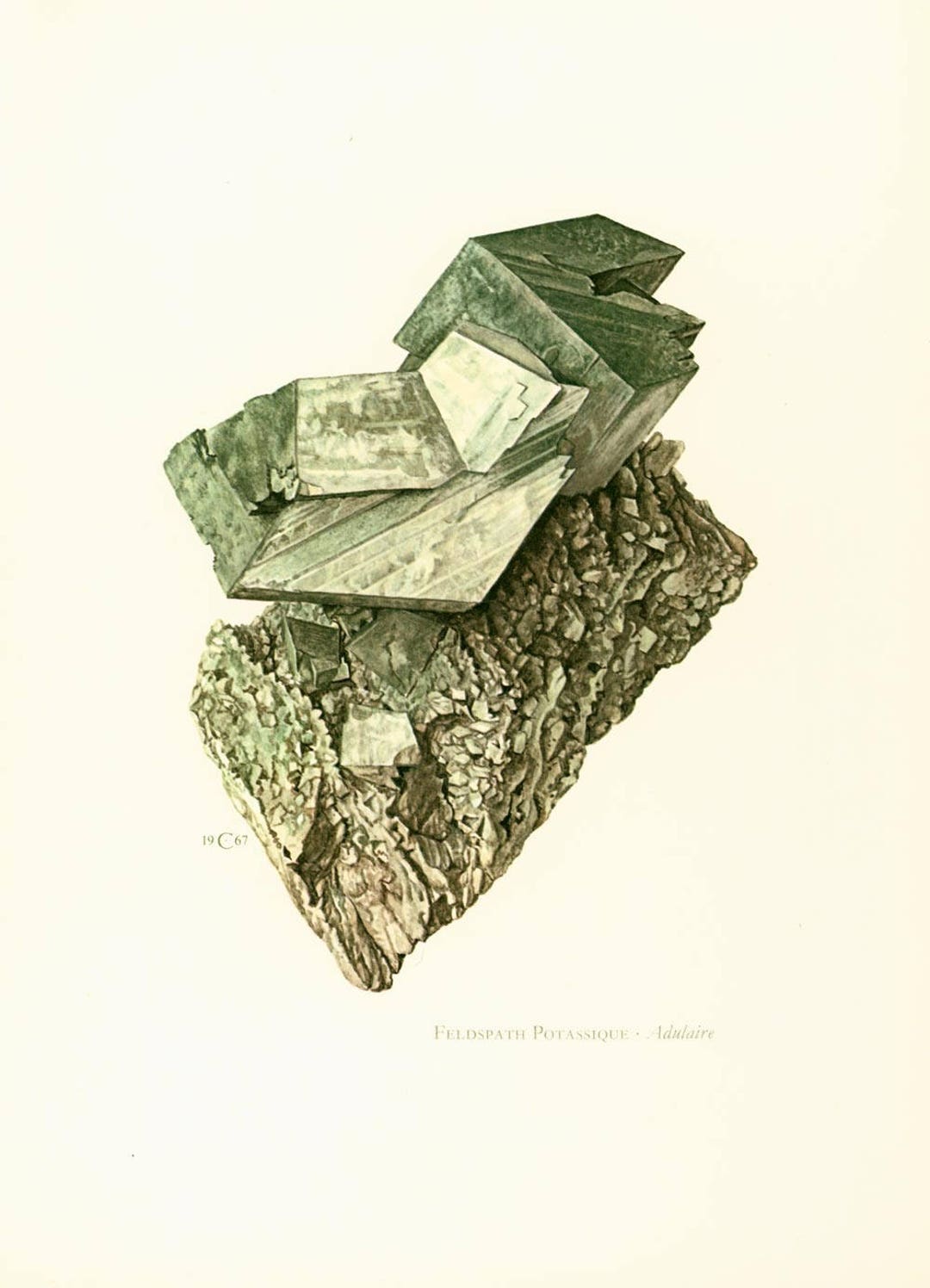 1970 Orthoclase Potassium Feldspar Print. Moonstone. 正長石. Minerals Wall ...