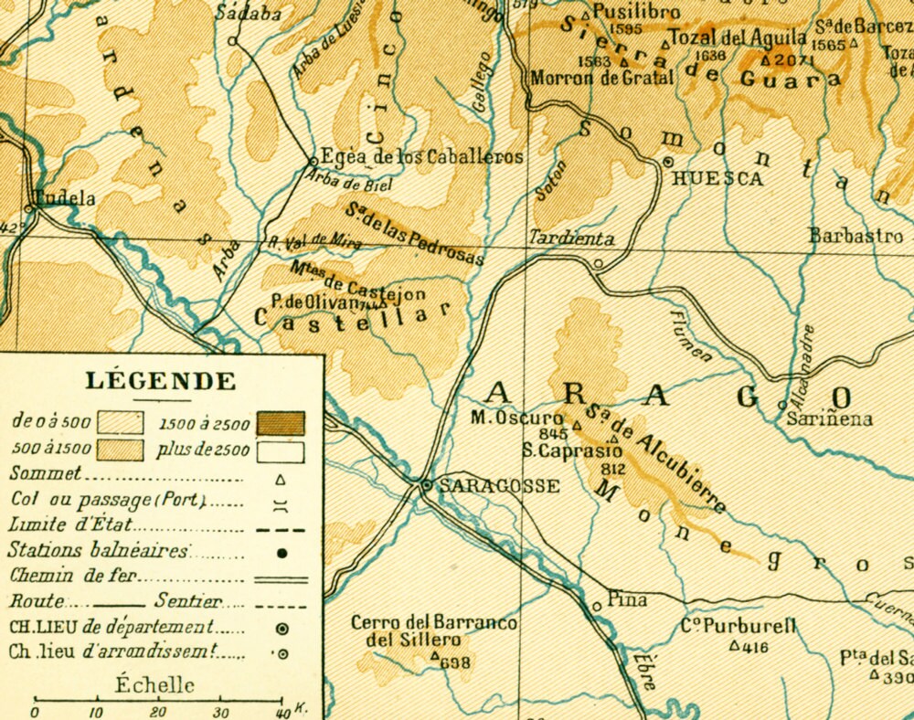 1897 Old Map of Pyrenees, Pyrenees Map Antique Print, Vintage Poster ...