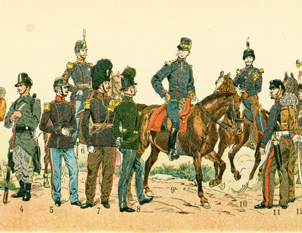 1897 Belgium Army Flags Uniforms Antique Print Larousse Large | Etsy