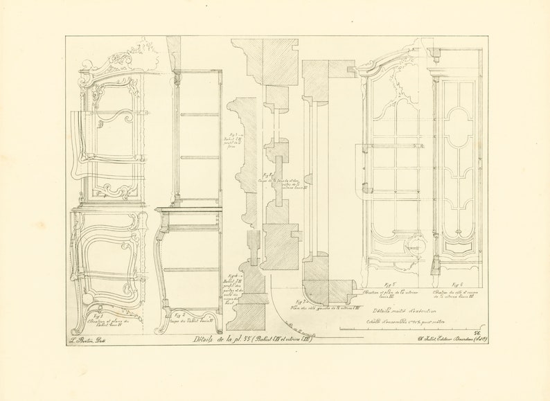 Antique Sideboard Louis XV Blueprints and Drawings for - Etsy