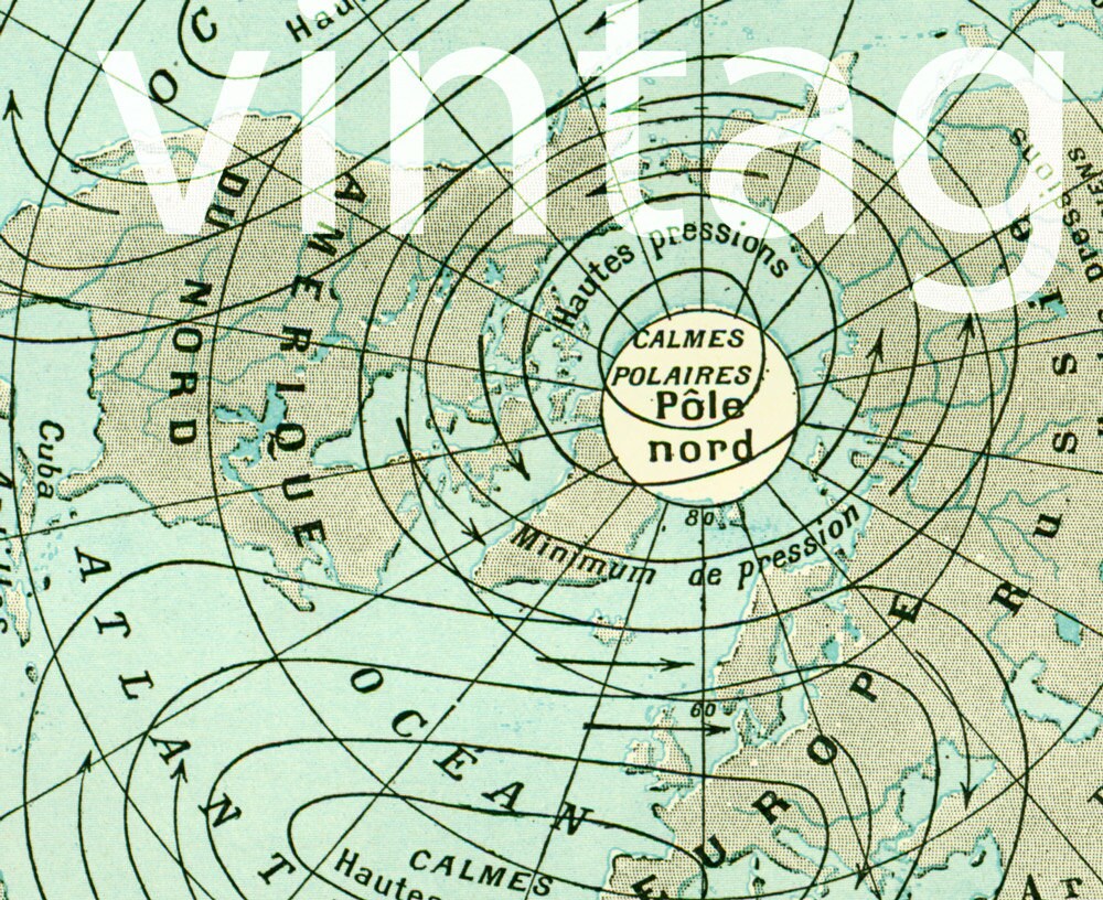 1897 Air Currents Atmospheric Pressure Azores Chart World Meteorology ...