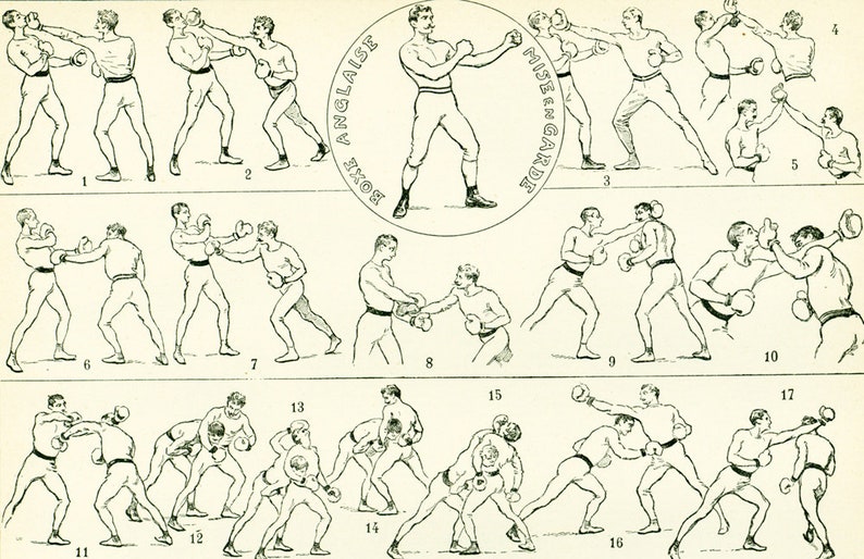 1897 Boxe Teaching Antique Print Larousse Sports 1900 Boxing - Etsy