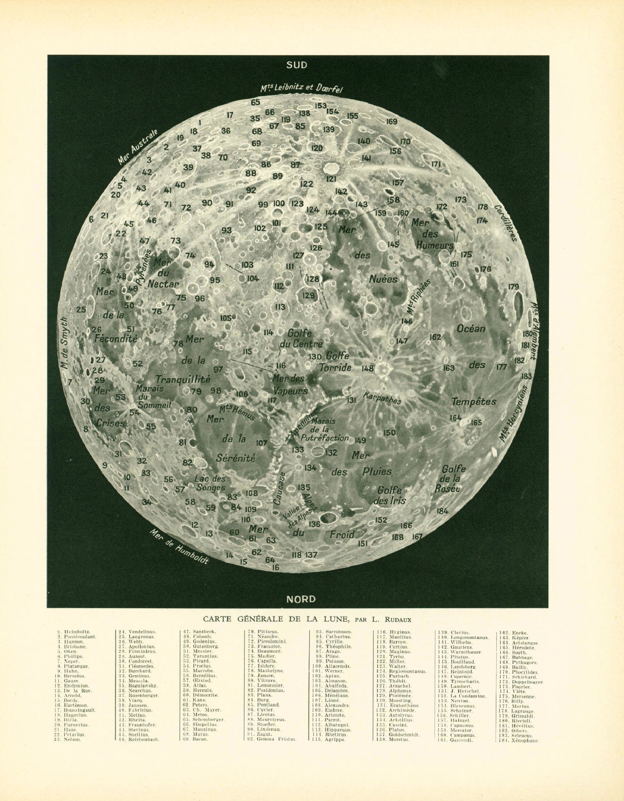 1937 Map of the Moon Vintage Astronomy Print Lunar - Etsy