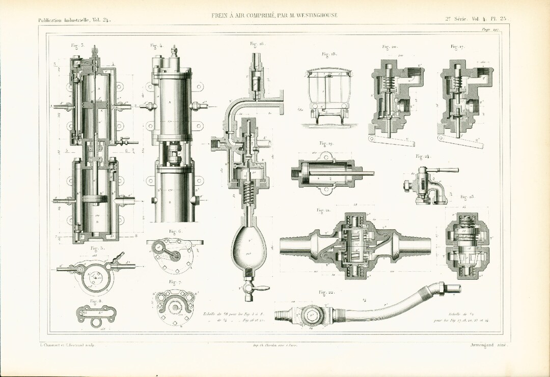 1878 Pneumatic Brake for Wagons, Railway Steam Engine 140 YEARS OLD ...