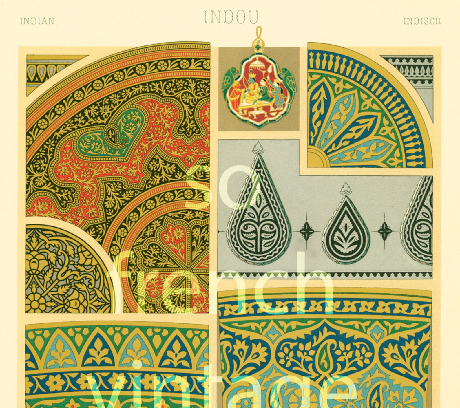 1885 Interlace. Original Antique Print of Celtic Ornaments, Geometric ...