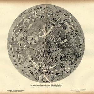 1908 Map of the Moon. Antique Moon Map. Astronomy. - Etsy