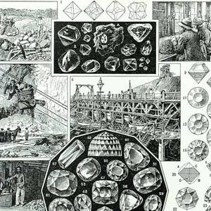 1933 Antique Diamond Print. Minerals Crystals Geology Jewerly Wall Art ...