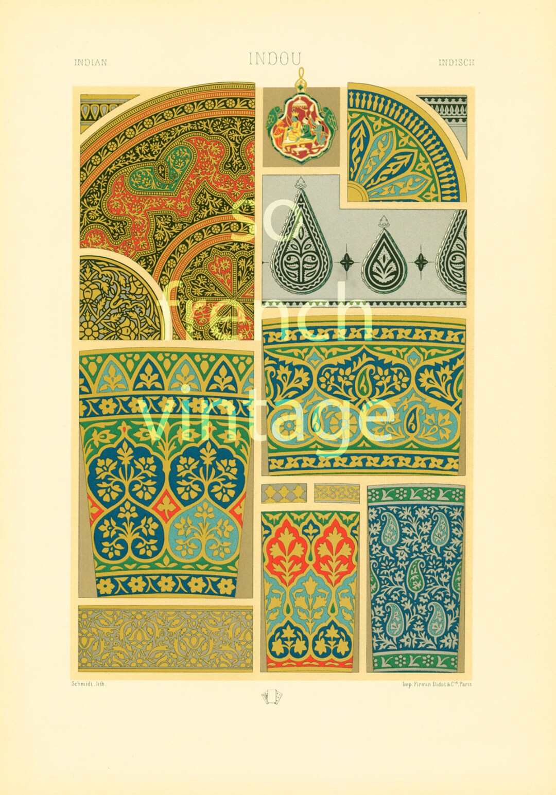 1885 Interlace. Original Antique Print of Celtic Ornaments, Geometric ...