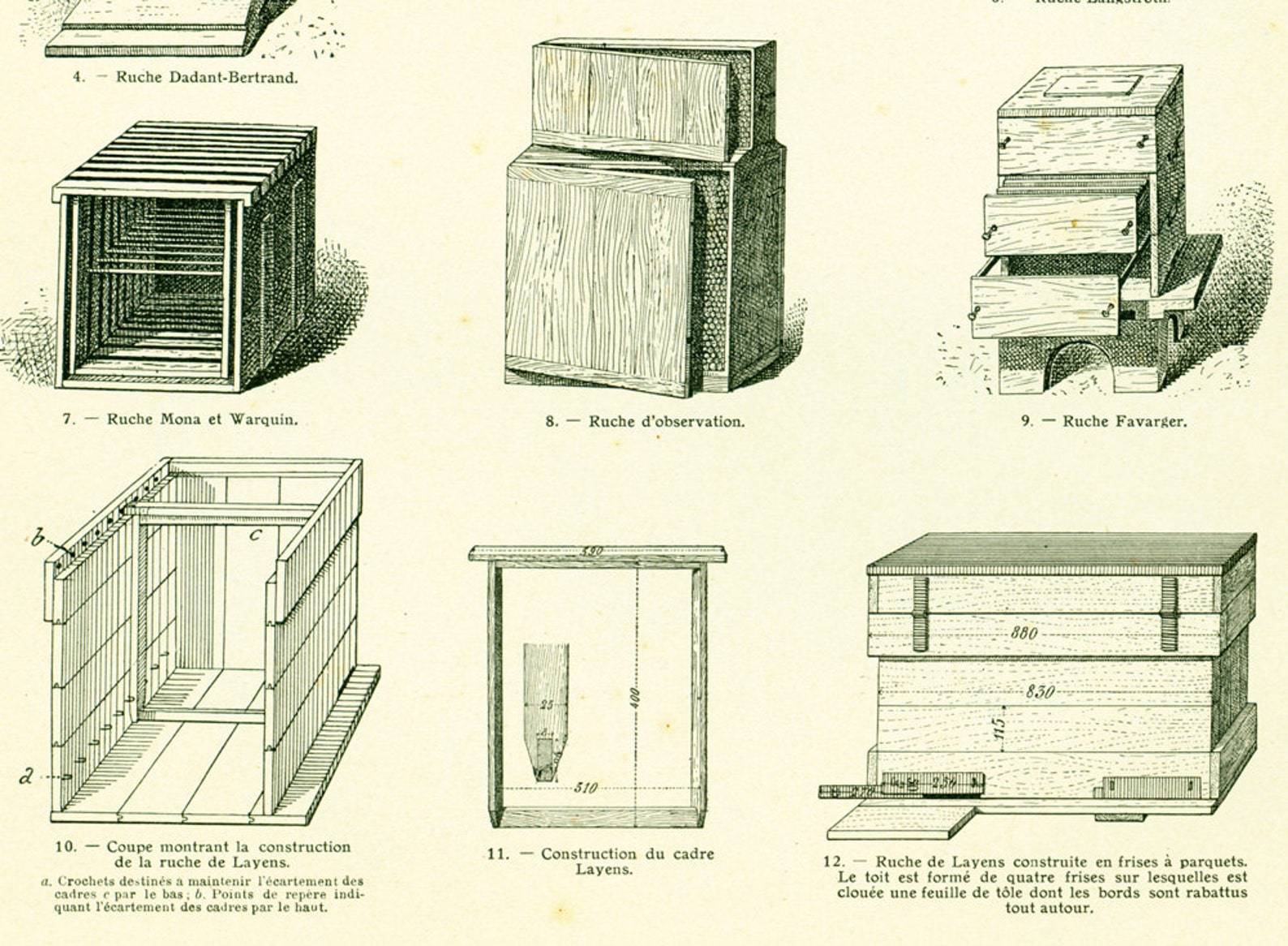 1922 Apiculture Ruche Paille, Ruche Layens, Ruche Dadant, Abeille, Miel ...