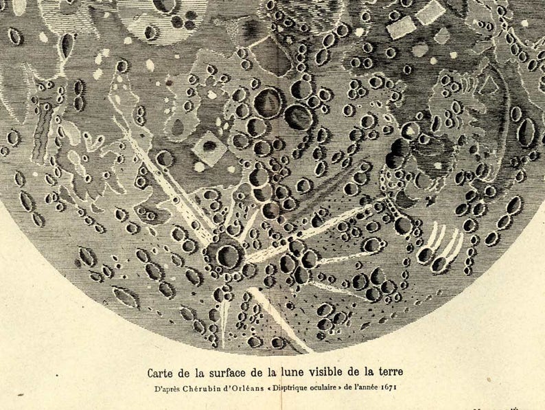 1908 Map of the Moon. Antique Moon Map. Astronomy. - Etsy