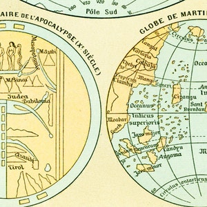 1897 Antique World Map Planisphere Larousse Large Size 115 Years Old ...