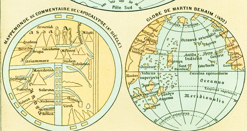 1897 Antique World Map Planisphere Larousse Large Size 115 Years Old ...