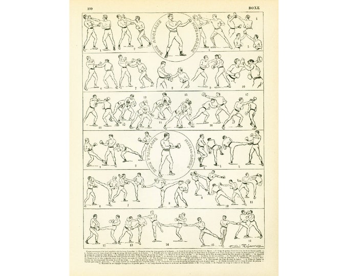 1897 Boxe Teaching Antique Print Larousse Sports 1900 Boxing - Etsy