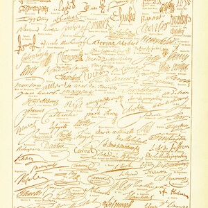 1897 Autograph Signatures Antique Print Larousse Large Size 115 Years ...